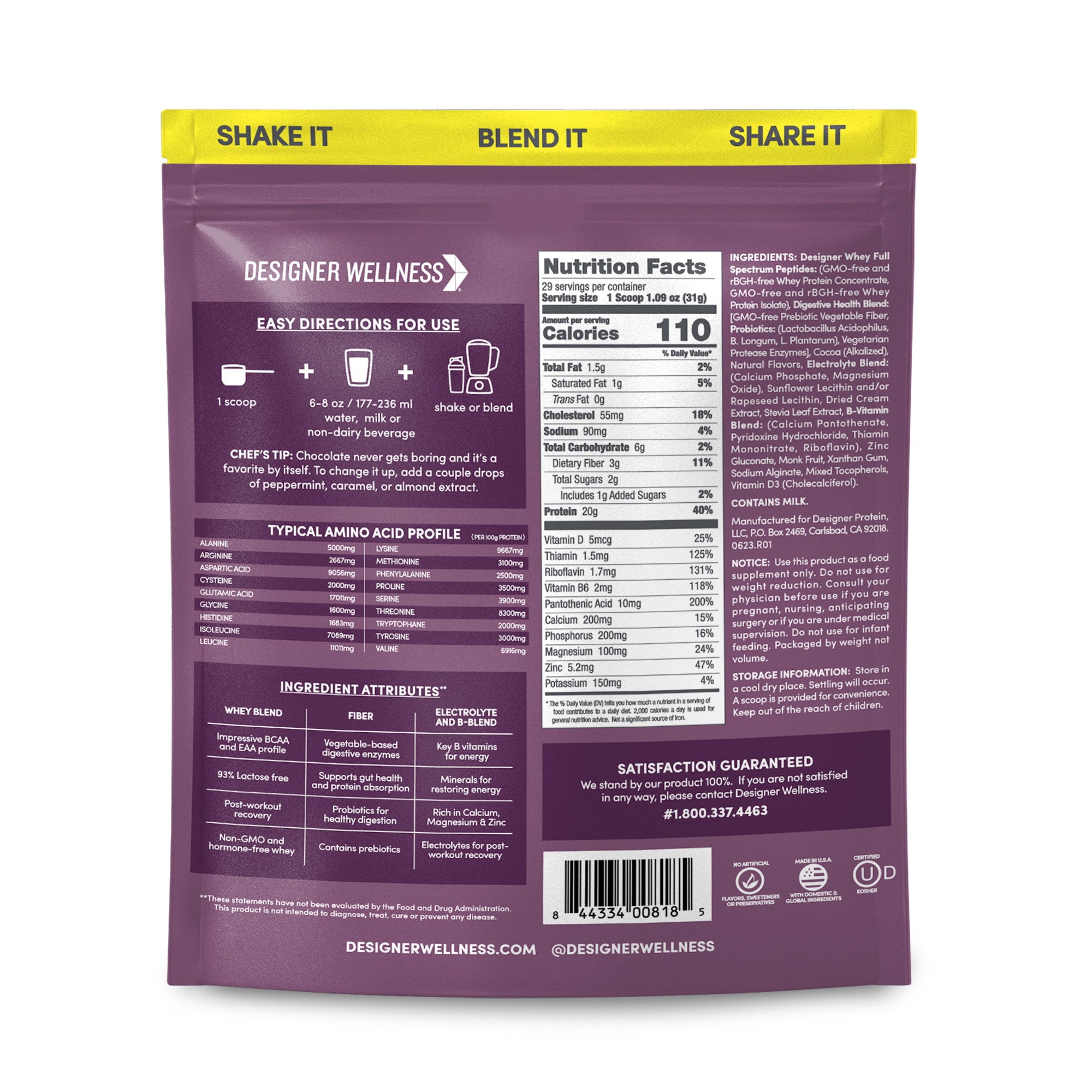 Double Chocolate Designer Whey 2 lb : 100% Whey Protein Powder - Desig ...