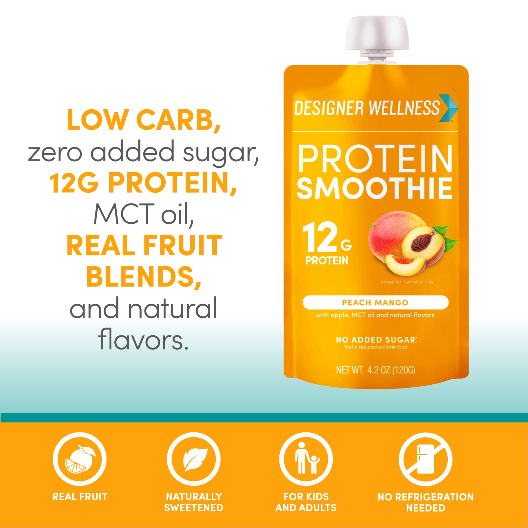 Protein Smoothie - Peach Mango 12 pack – Designer Wellness