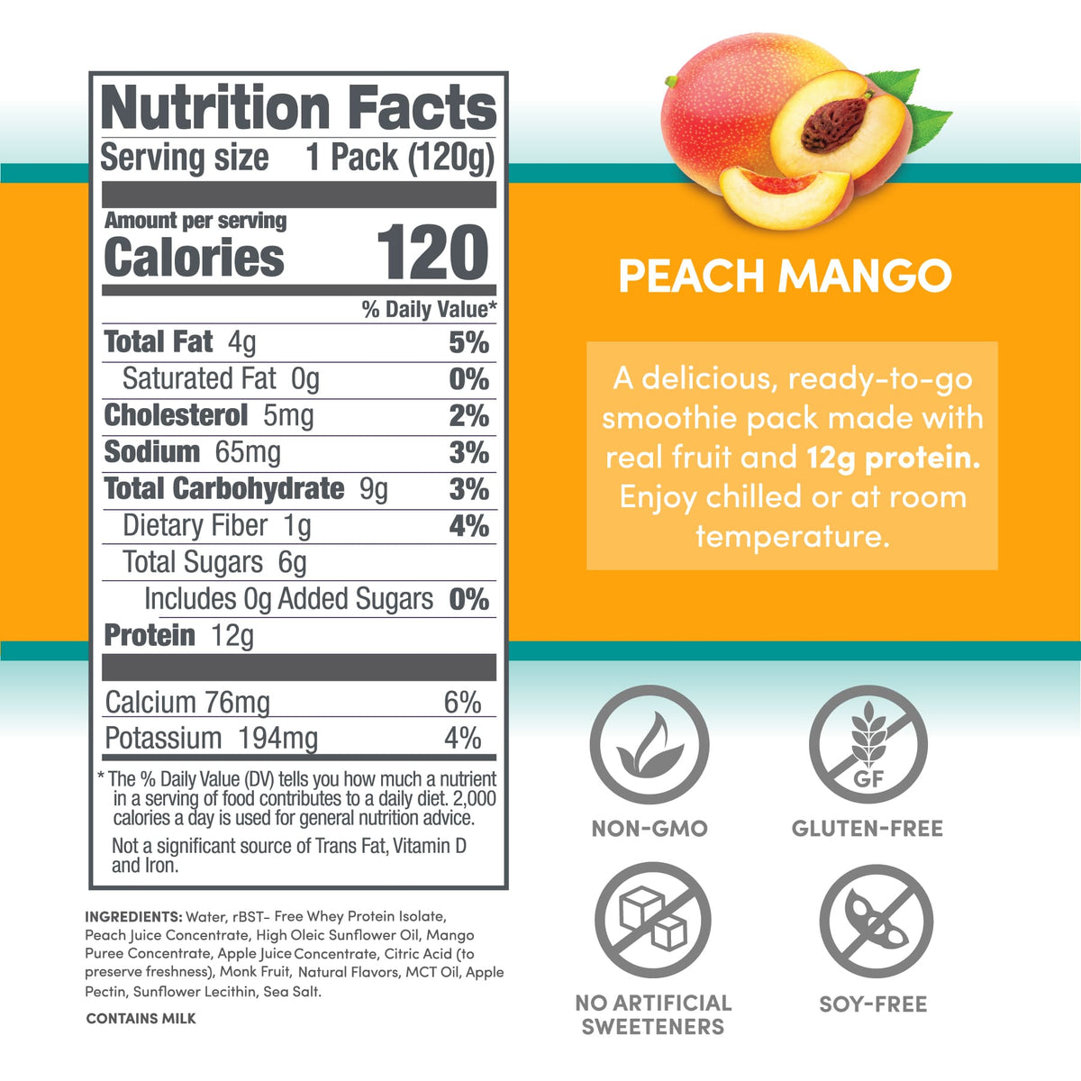 Protein Smoothie - Peach Mango 12 pack – Designer Wellness